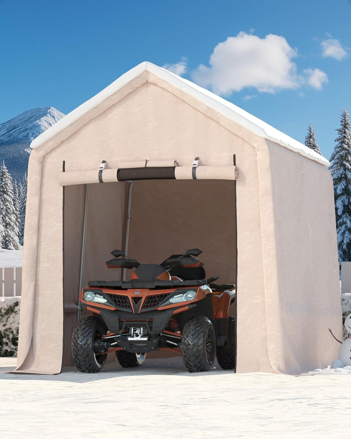 Pinypikaka 10'x10' Outdoor Portable Storage Shed with Roll-Up Door ...