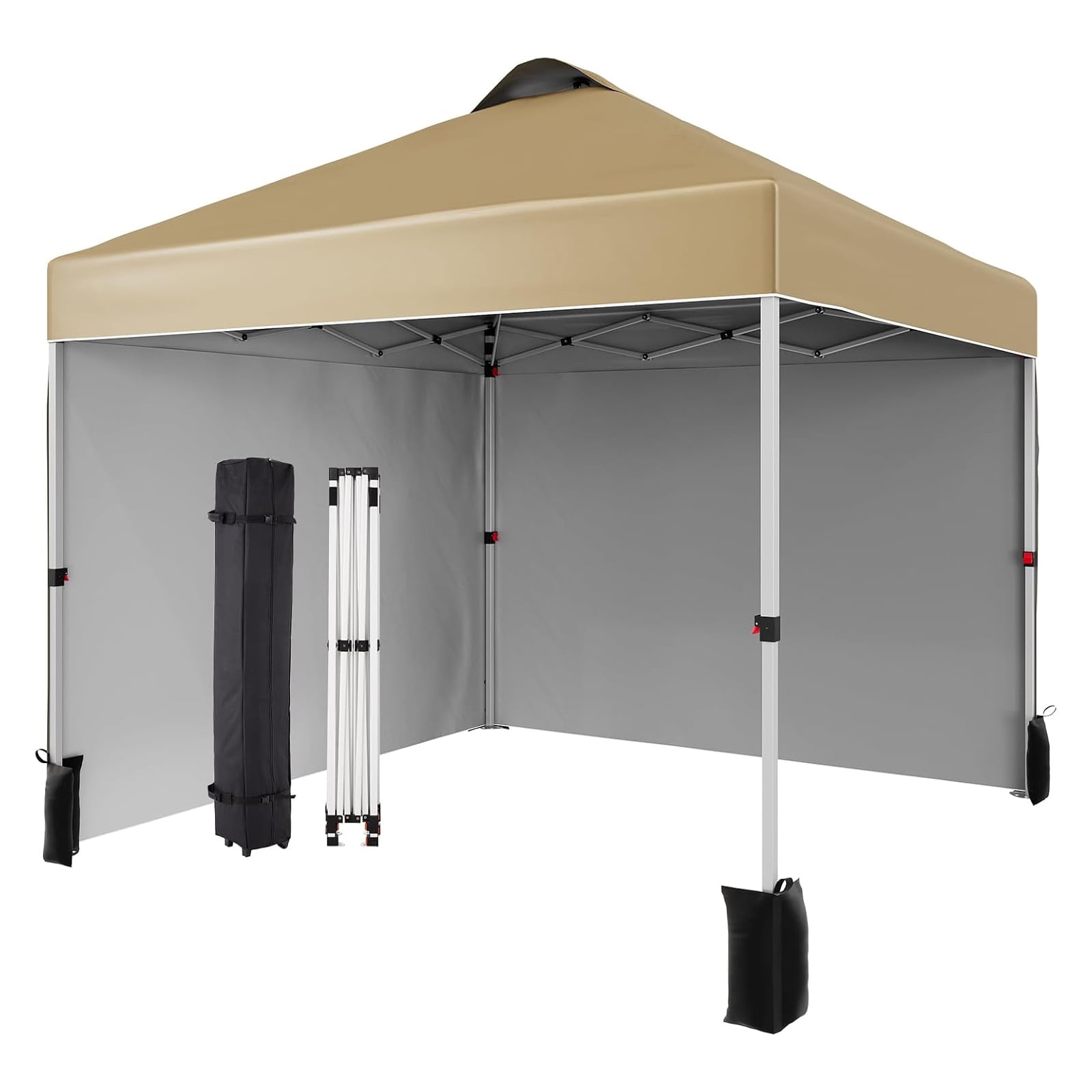 Pinypikaka 10'x10' Pop Up Outdoor Canopy with 2 Sidewall & Vented Roof ...