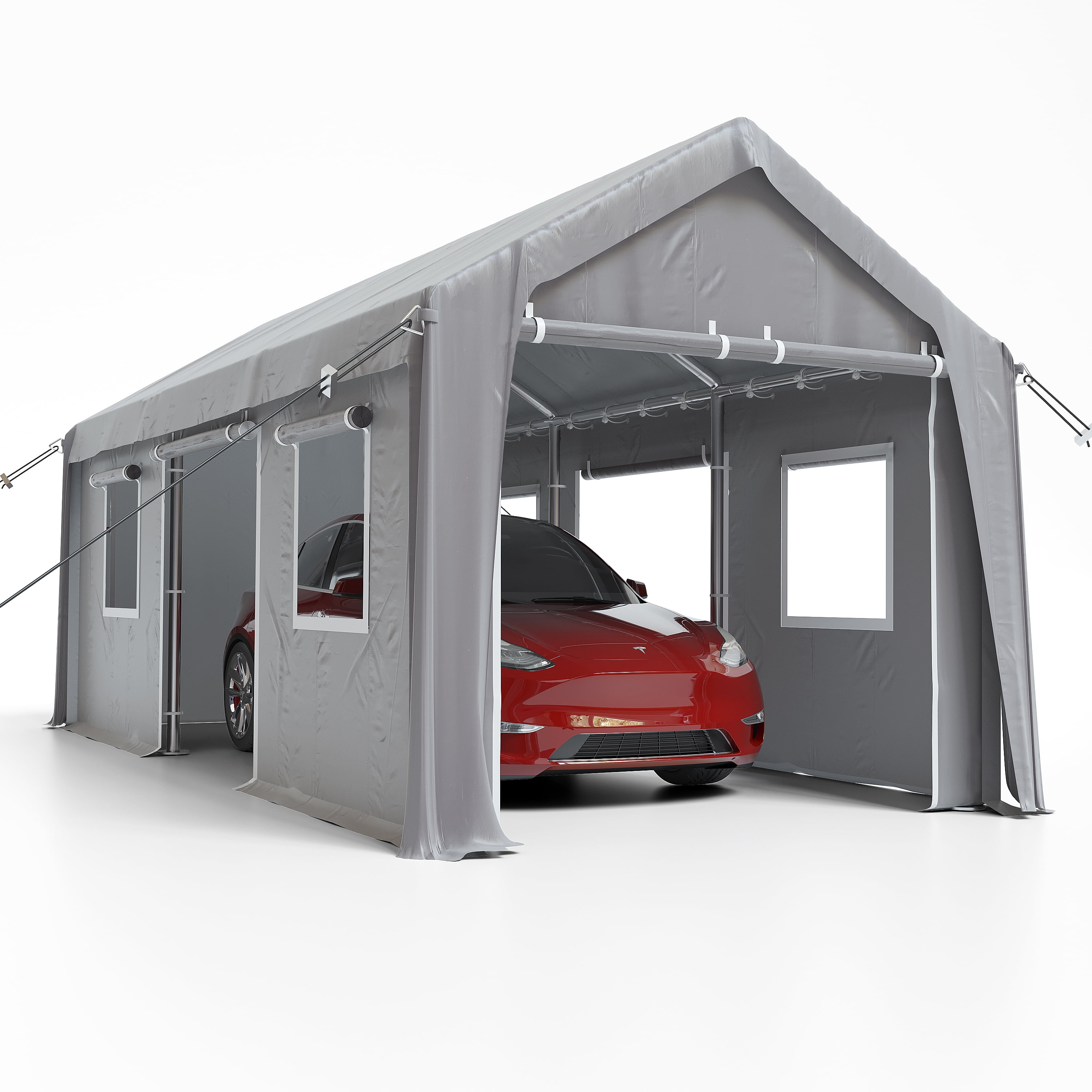 Pinypikaka 10x20 ft Carport, Portable Garage Canopy Storage Shed With 4 ...