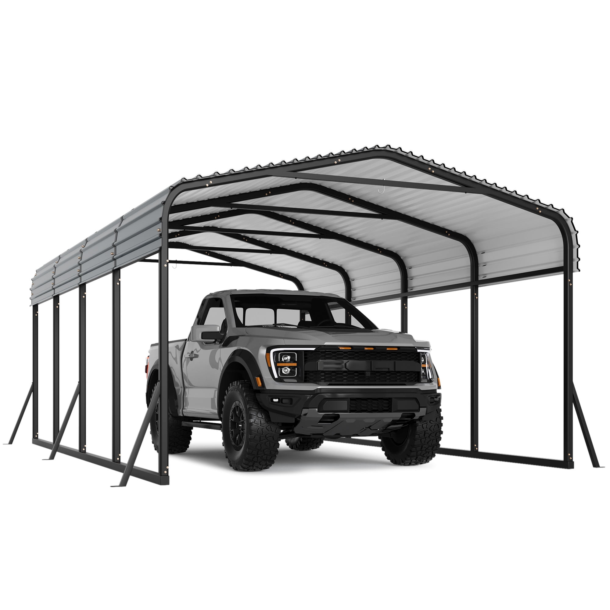Pinypikaka 12' x 20' Heavy Duty Car Garage with Galvanized Steel Roof ...