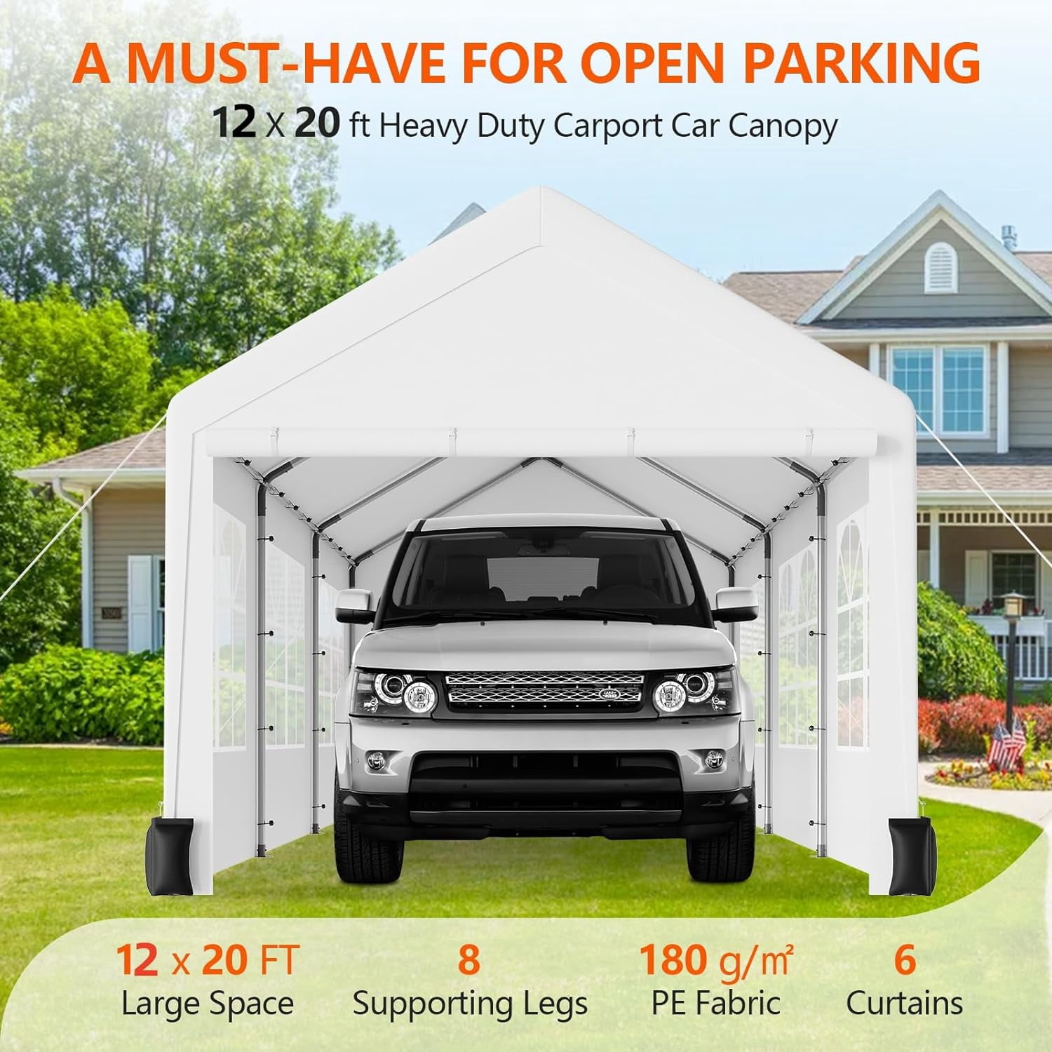 Pinypikaka 12x20Ft Heavy Duty Carport Canopy, Portable Car Tent Garage ...