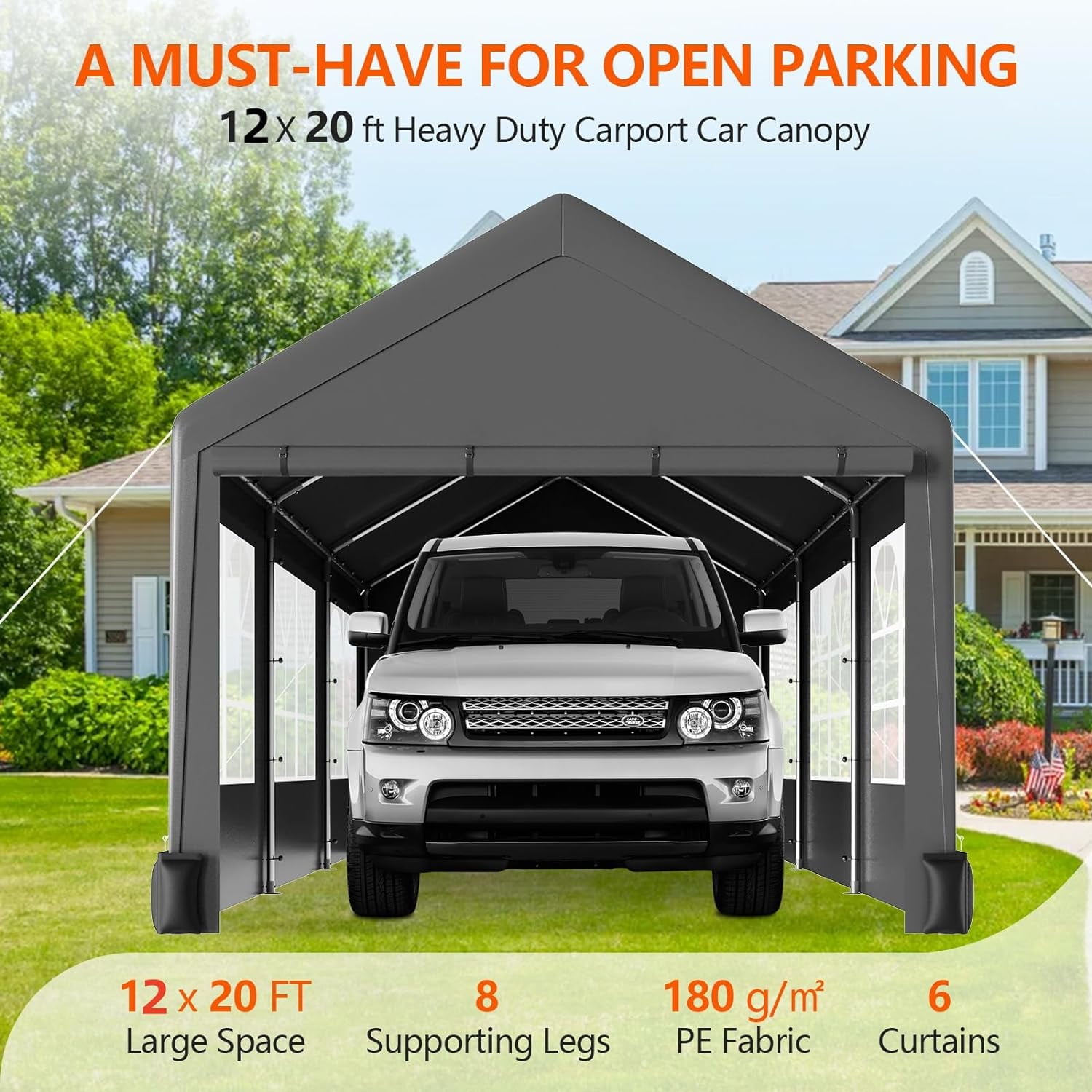 Pinypikaka 12x20Ft Heavy Duty Carport Canopy, Portable Car Tent Garage ...