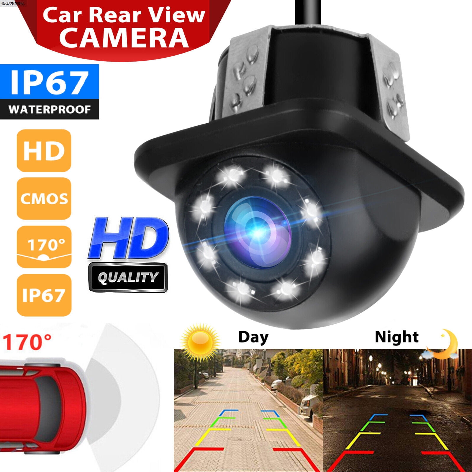 Pinypikaka 170 Degrees Hd Cmos Car Backup Rear View Camera Reversing ...