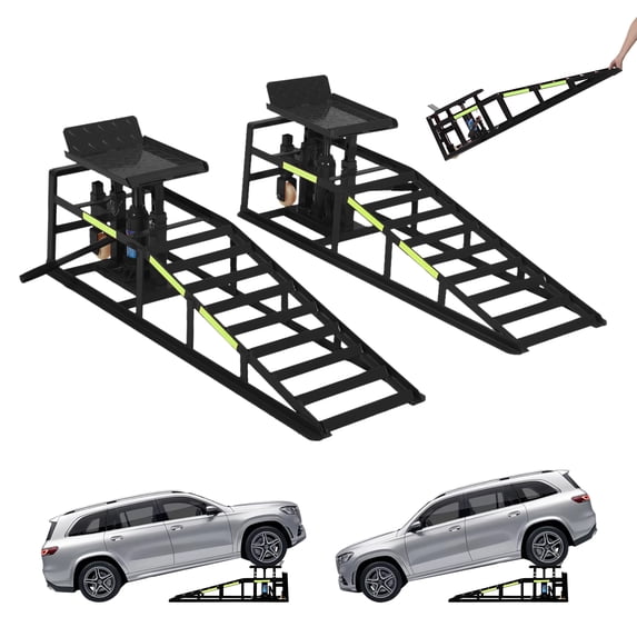 Pinypikaka 2PCS Hydraulic Car Ramps with Wheels, Heavy Duty 5 Ton ...