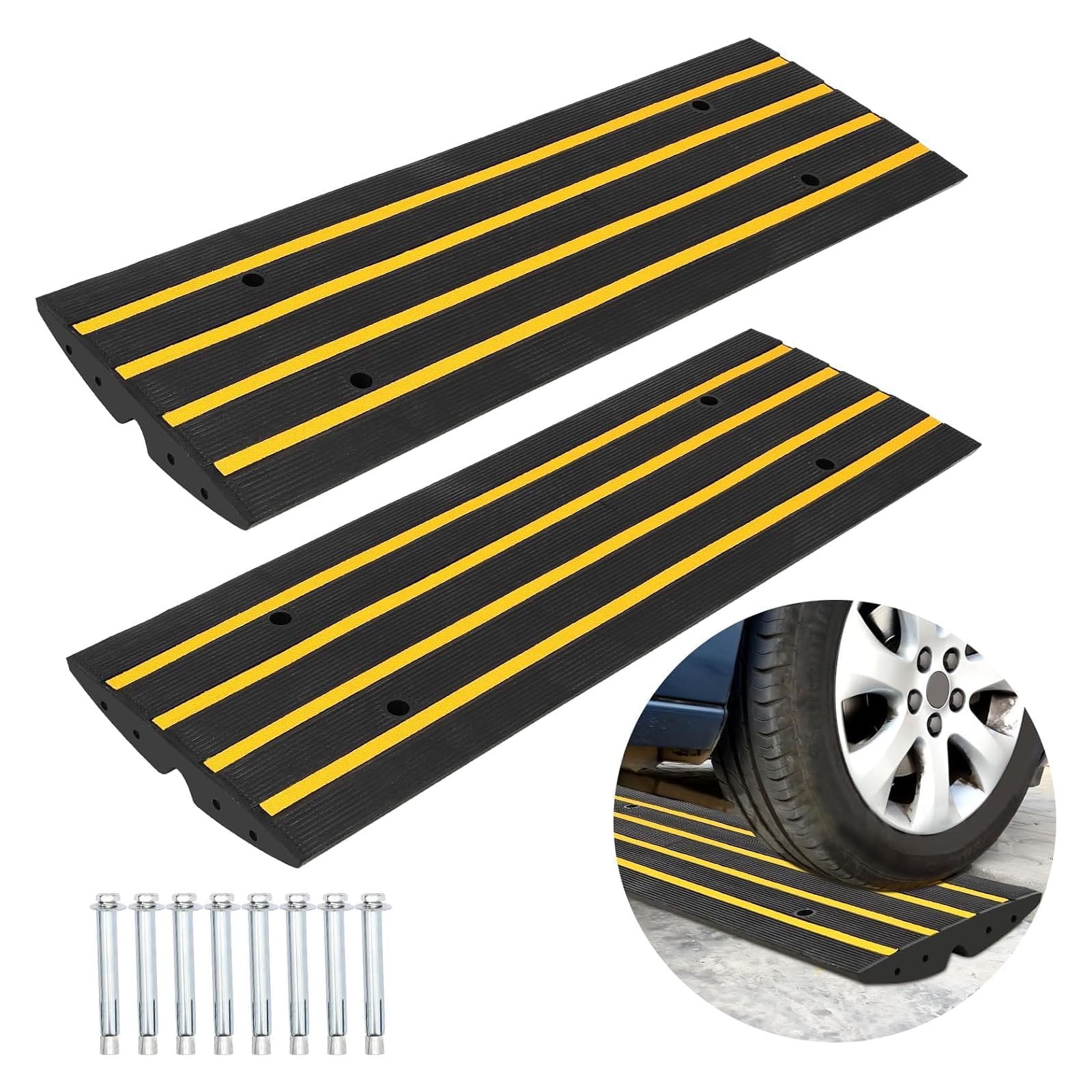 Pinypikaka 48in Driveway Ramp Recycled Rubber Heavy Duty Driveway Curb ...