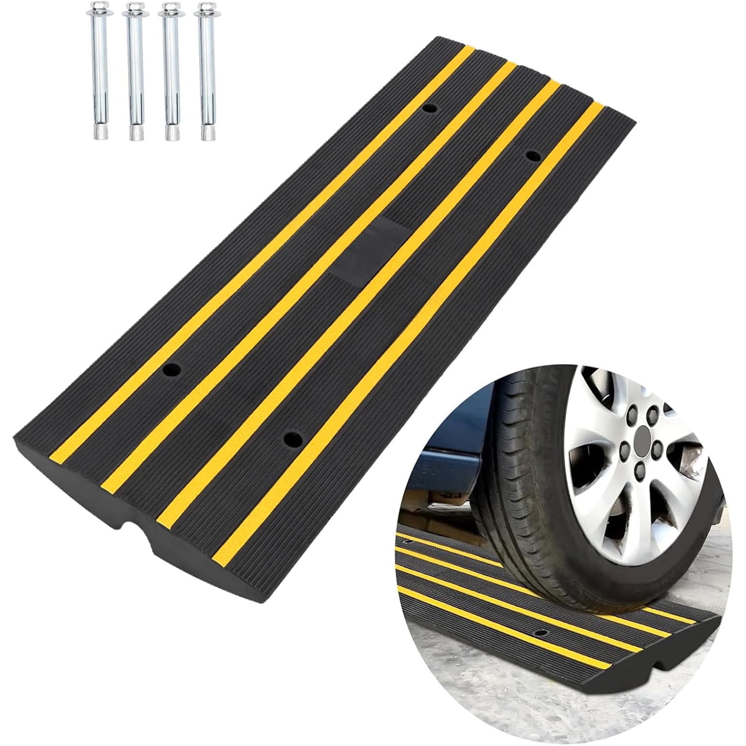 Pinypikaka 4ft Rubber Bridge Threshold Ramp, Heavy Duty 33000lbs ...