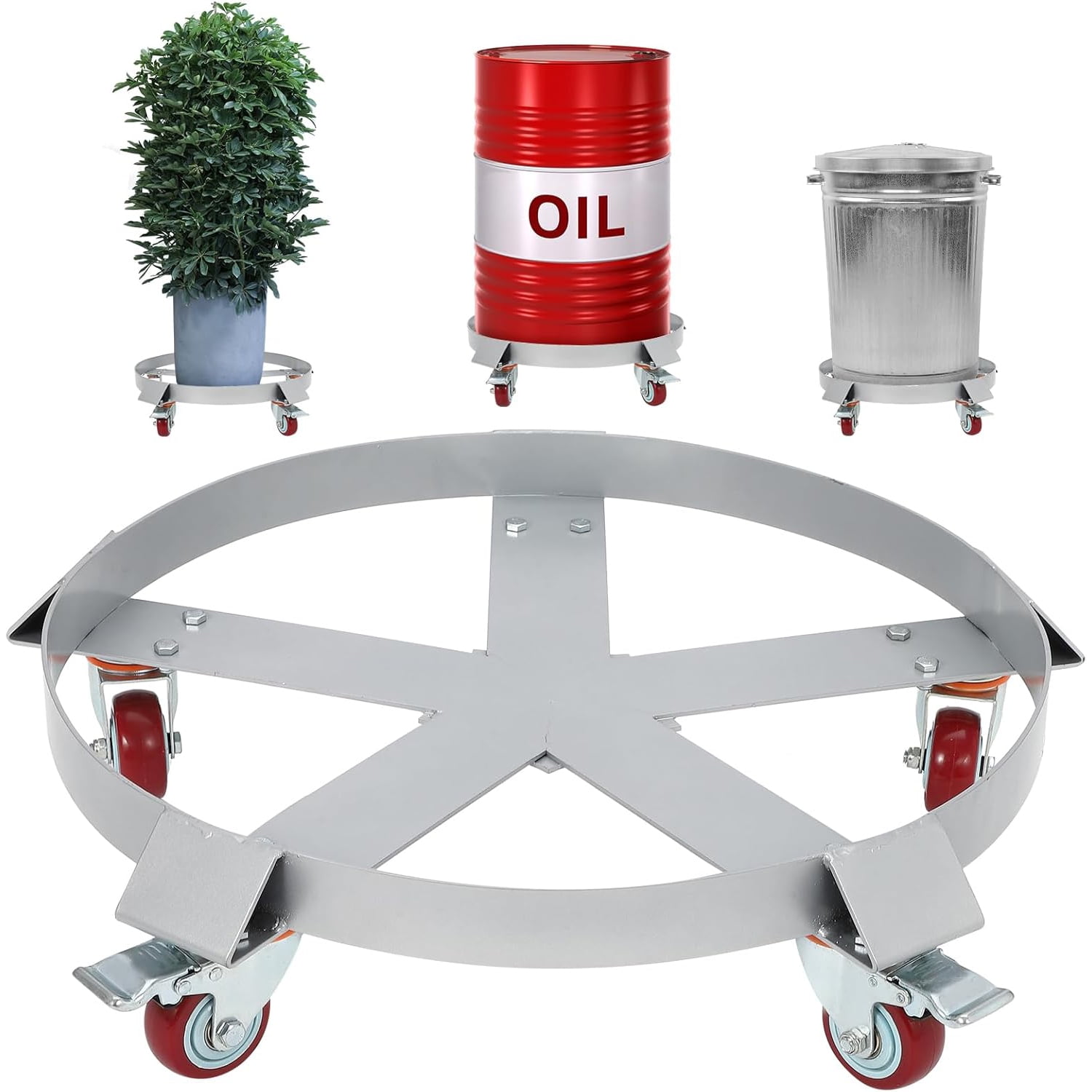 Pinypikaka 55 Gallon Heavy Duty Drum Dolly, 1000lbs 1250lbs Load ...