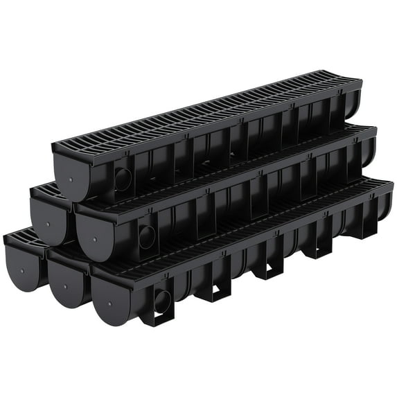 Pinypikaka 6 Pack 39.4" Trench Drain System, Driveway Drainage Channel ...