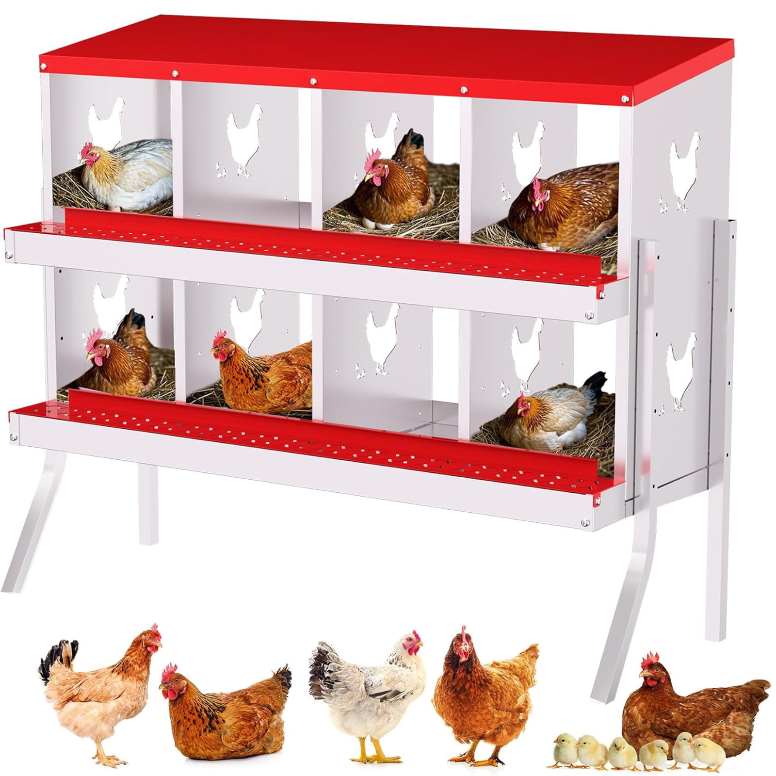 Pinypikaka 8 Chicken Nesting Boxes for Laying Eggs, Galvanized Steel ...