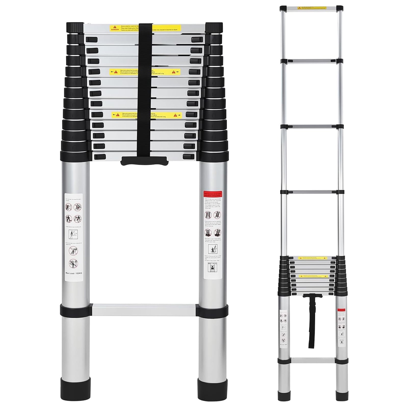 Pinypikaka Aluminum Telescoping Ladder 20.5ft Lightweight Collapsible ...