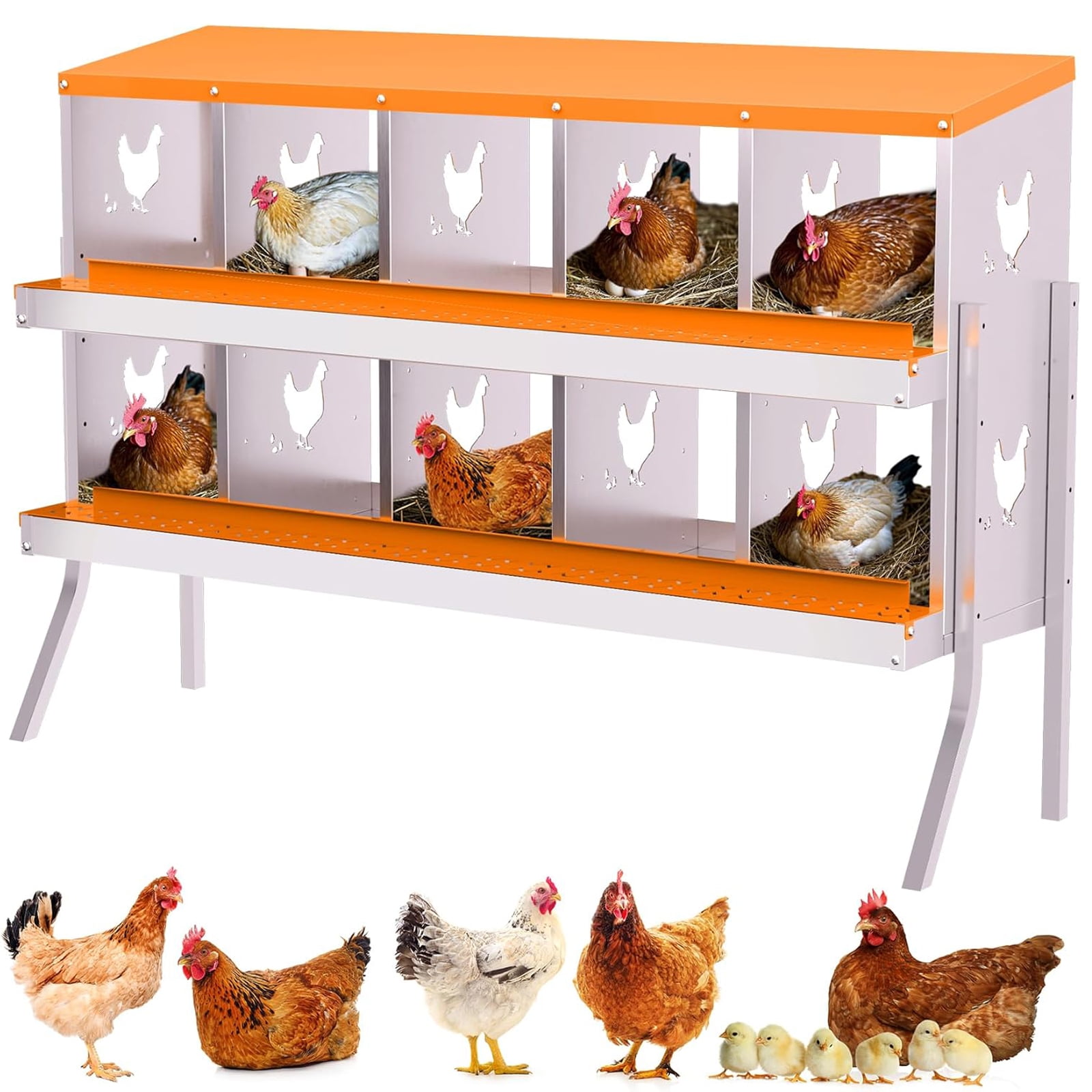 Pinypikaka Chicken Nesting Box 10 Compartments Metal Chicken Laying Box ...