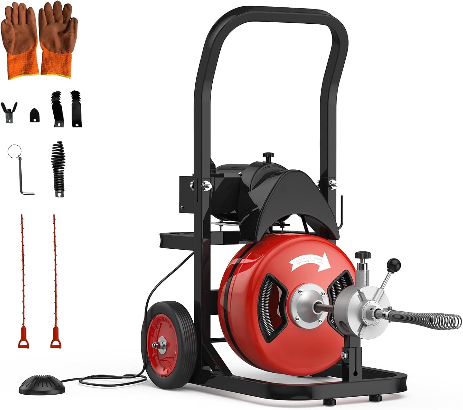 Pinypikaka Drain Cleaner Machine 75ft x 1/2 in, Electric Drain Auger ...