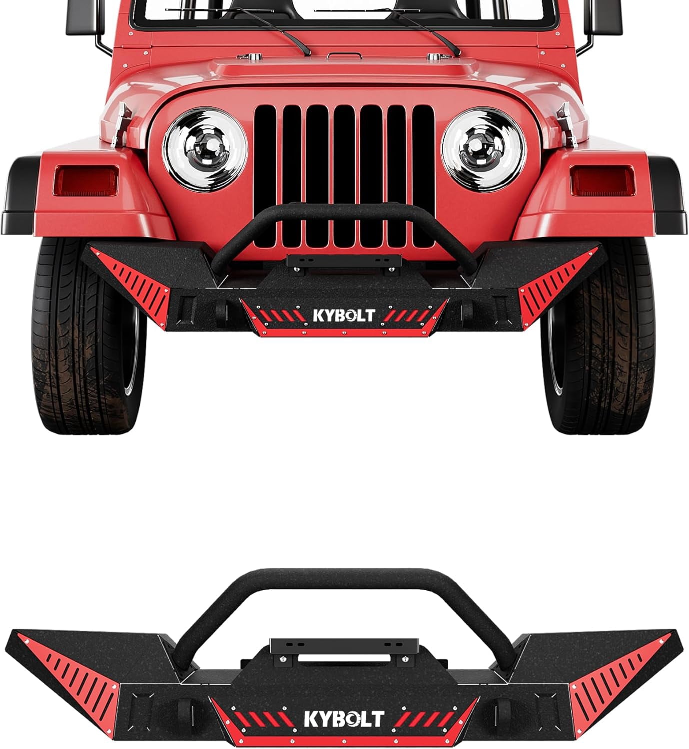 Pinypikaka Front Bumper Compatible for Jeep Wrangler TJ & YJ 1987-2006 ...
