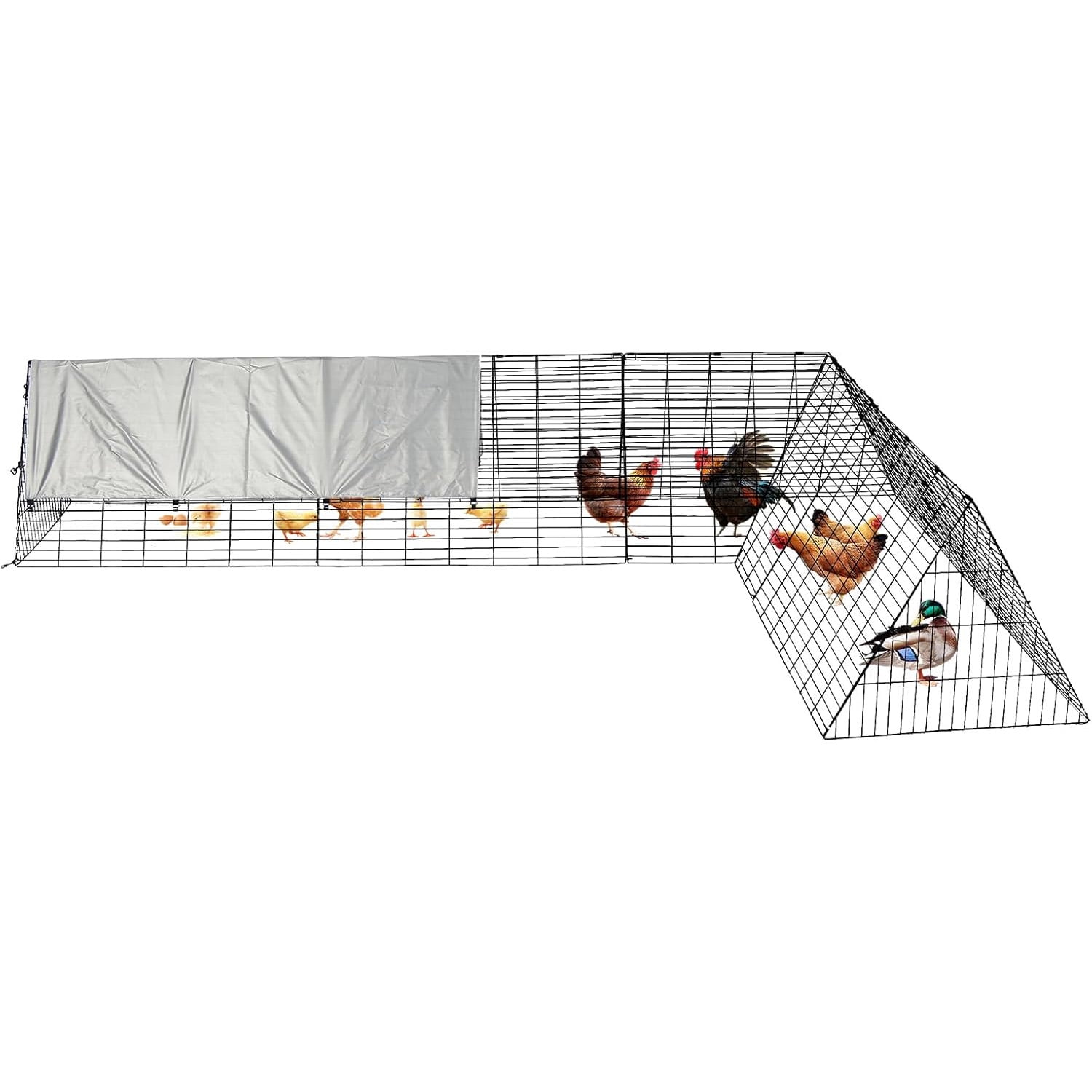 Pinypikaka Large Metal Chicken Coop with Run, Heavy-Duty Outdoor ...