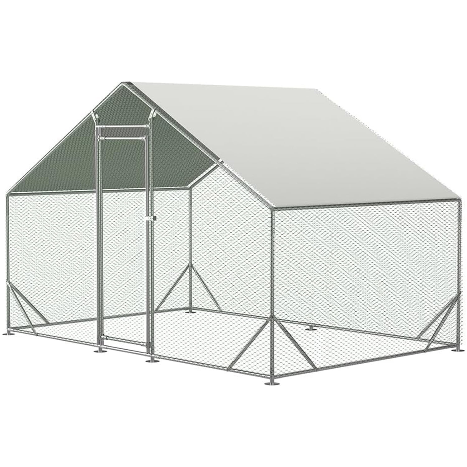 Pinypikaka Large Metal Chicken Coop Walk-in Poultry Cage with Water ...