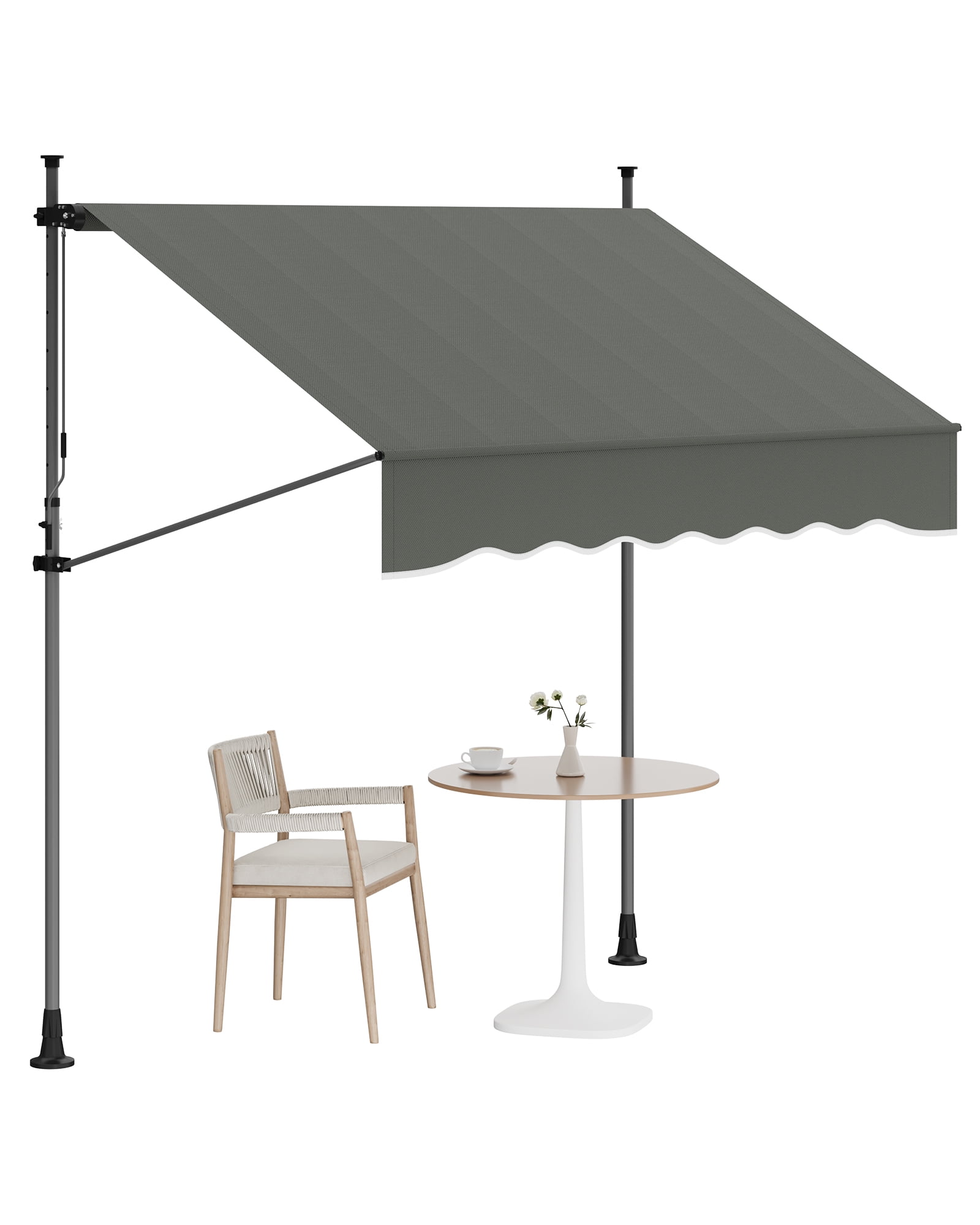 Pinypikaka Manual Retractable Awning, 118''x118'' Patio Awning Exterior ...