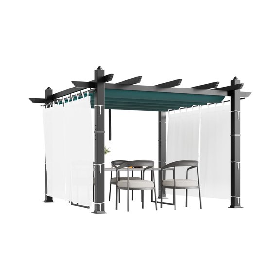 Costway 10x12ft Outdoor Aluminum Retractable Pergola Canopy Shelter ...