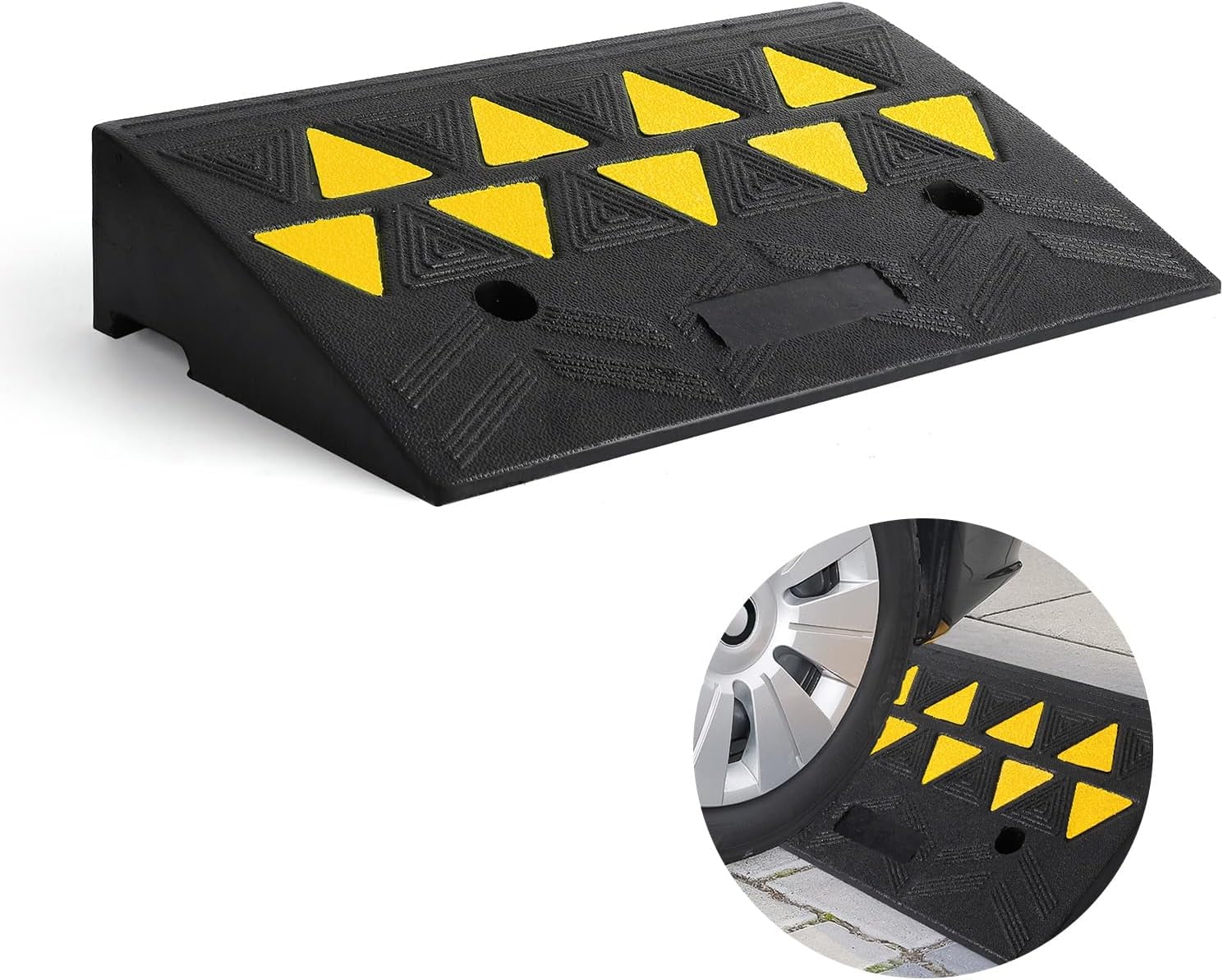 Pinypikaka Rubber Curb Ramp, Heavy Duty 33000lbs Capacity Car Ramp, 4.1 ...