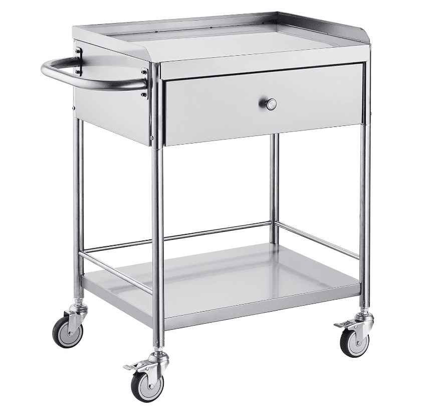 Pinypikaka Stainless Steel Trolley, 220 Lbs Load Capacity, with Silent 360° Casters and a Drawer ...