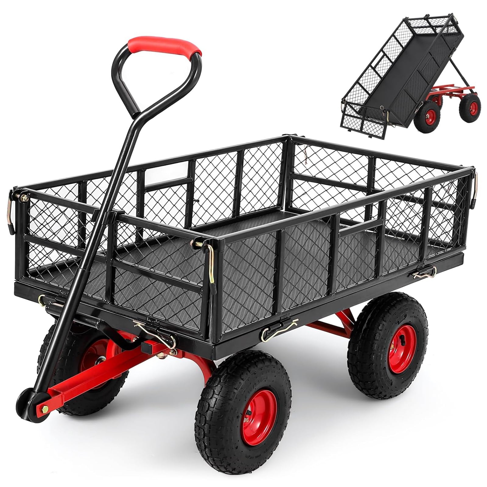 Pinypikaka Steel Garden Cart with Removable Sides and 10 inch Wheels ...