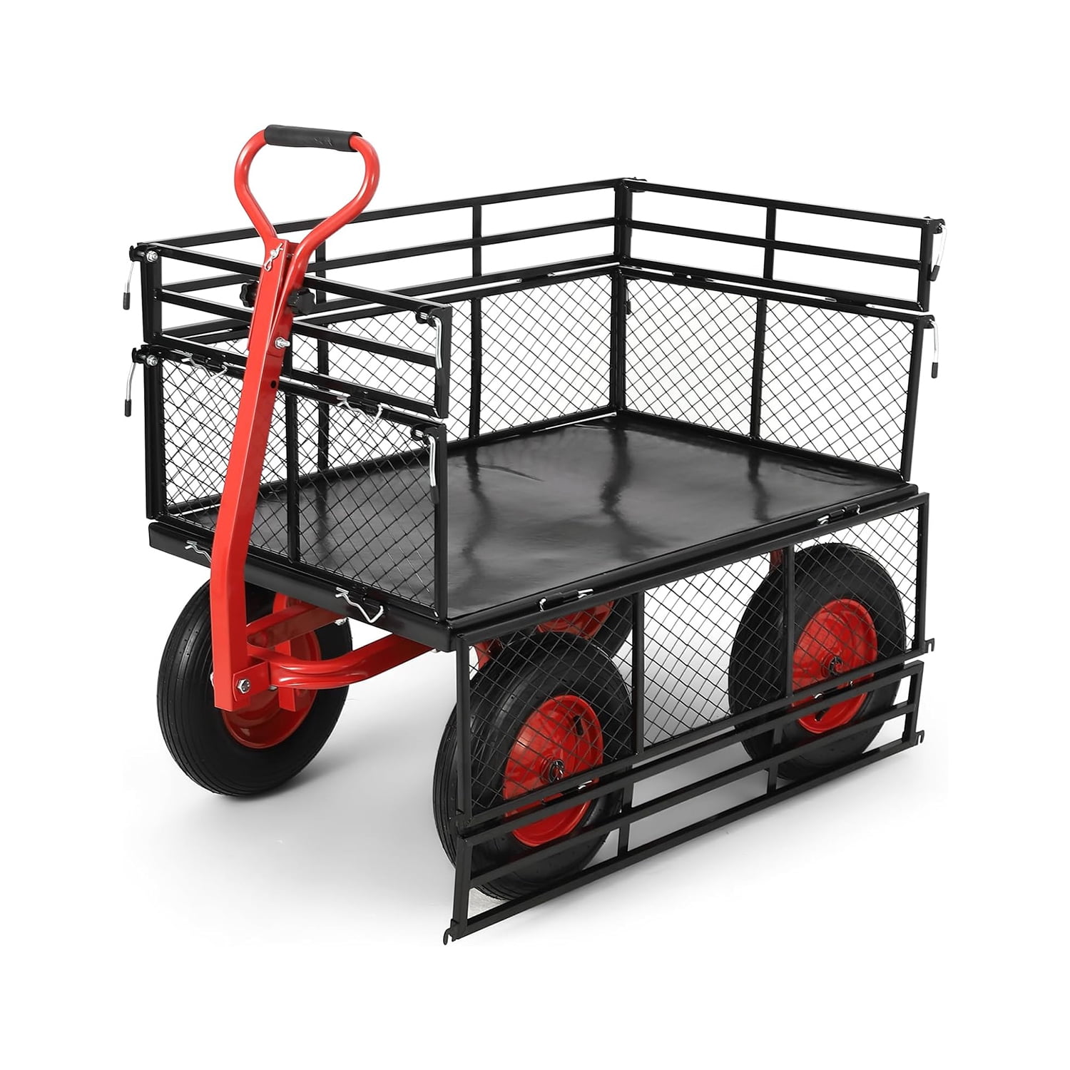 Pinypikaka Steel Garden Dump Cart, Heavy Duty Yard Dump Utility Wagon ...