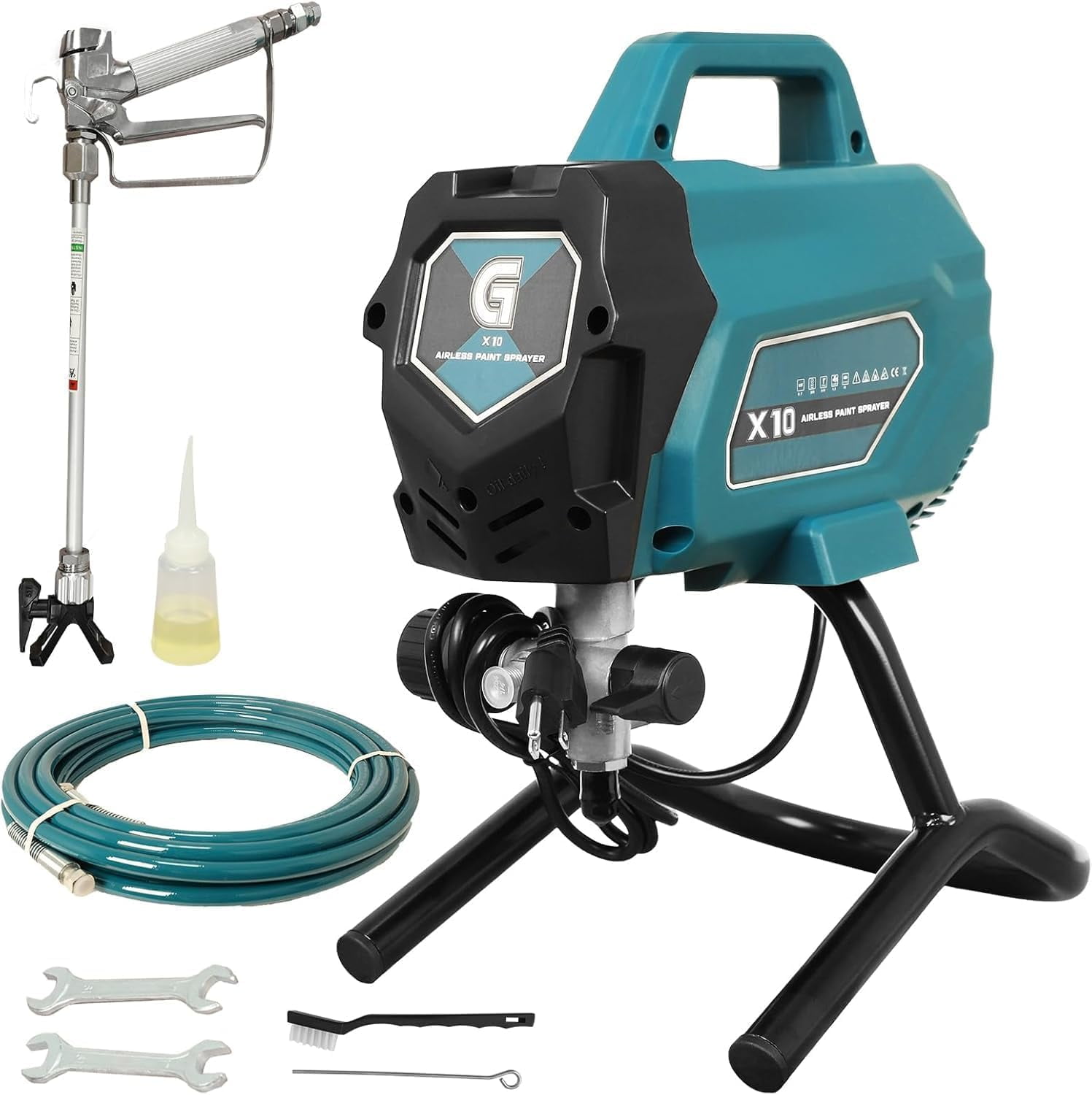 Pinypikaka X10 Airless Paint Sprayer, 0.32GPM Stand Paint Sprayer, 3300 ...