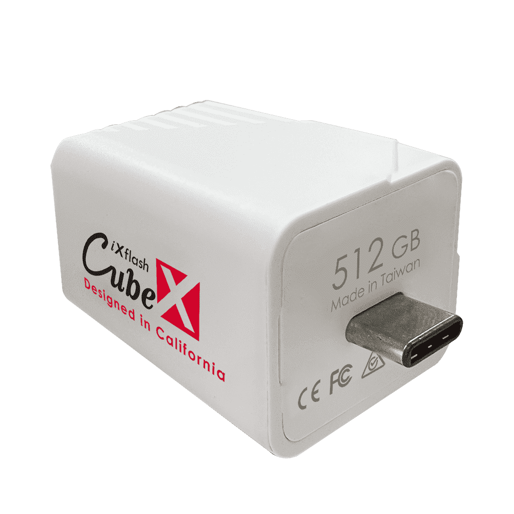 PioData iXflash Cube 512GB Photo Storage Device Apple MFi Certified USB Type C with Quick Charge ...