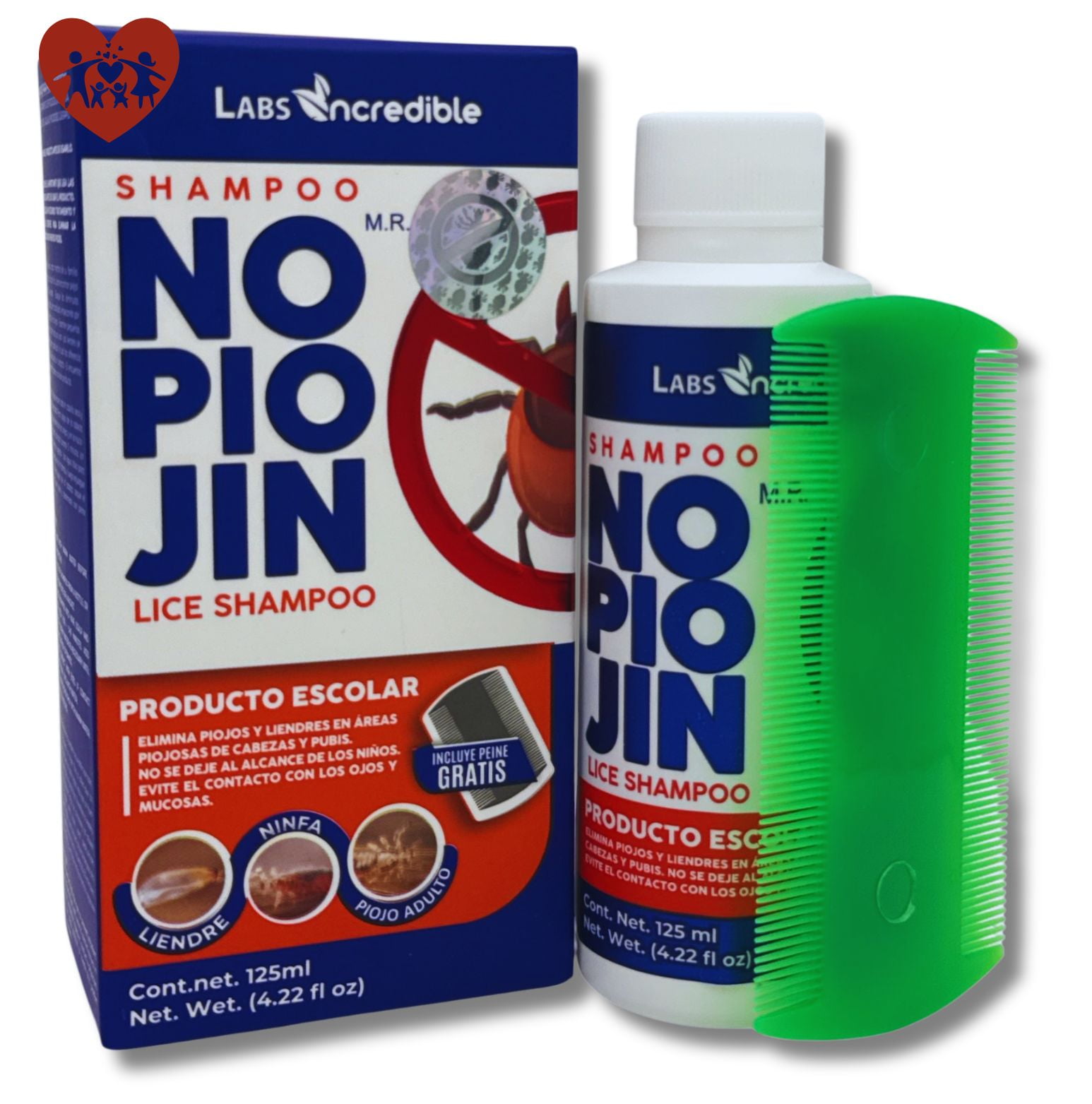 No Piojin Lice Shampoo – Jumbo 4.22 fl oz (125 ml) – Maximum Strength ...