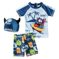Piomll Boys Swimsuits 3 Pcs Long Sleeve Short Sleeve Cartoon Cute ...