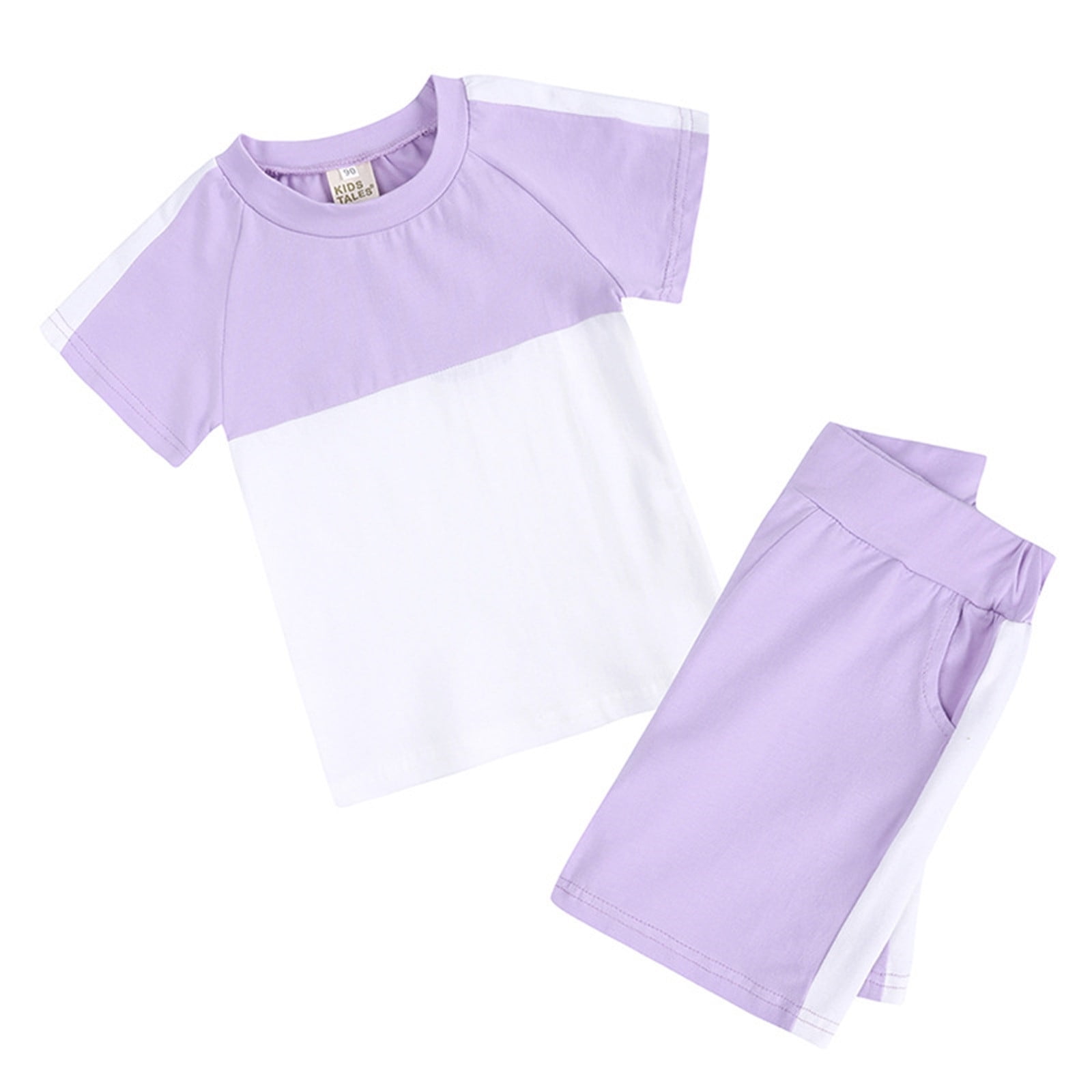 Piomll Girls Matching Sets 2 Pcs Tracksuit Color Block Short Sleeve T ...