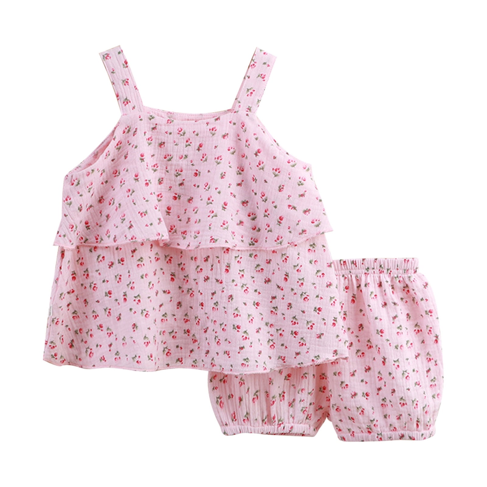 Piomll Girls Matching Sets Floral Dress Spring Summer Double Layer Yarn ...