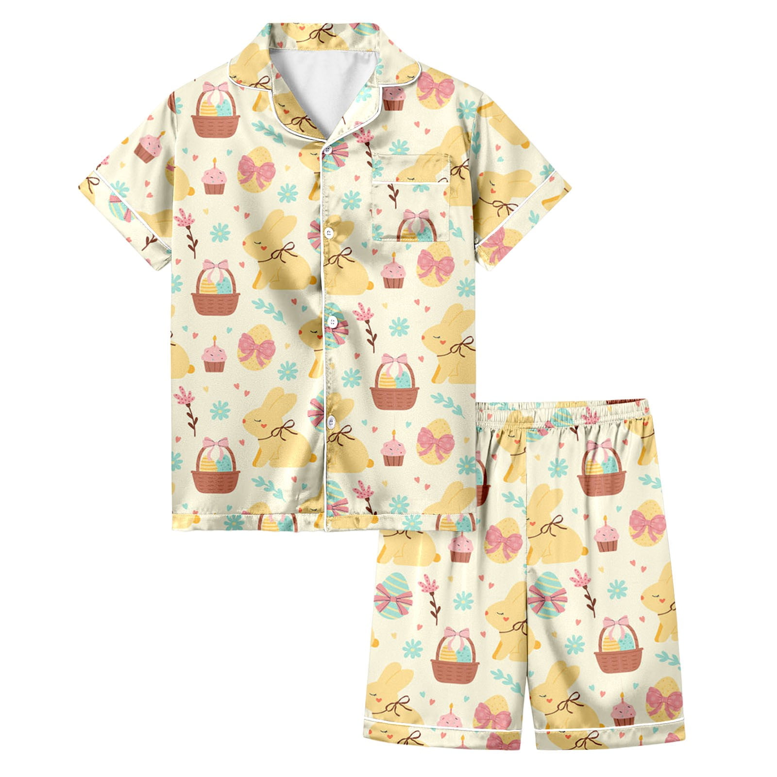 Piomll Girls Outfit Sets Children Easter Casual Stylish Short Sleeve ...