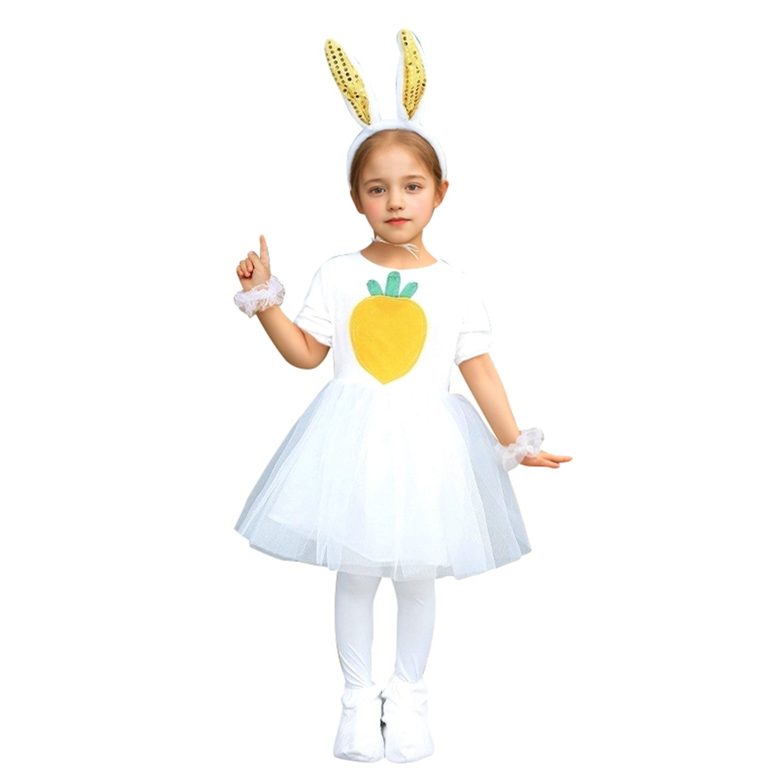 Piomll Girls Outfit Sets Easter Bunny Print Decorative Mesh Skirt Role ...