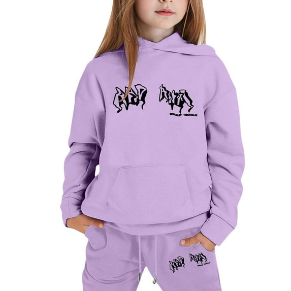 Piomll Matching Sets for Girls Hoodies Letter Print Sweatshirt Stylish ...