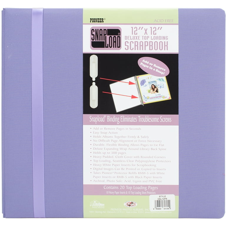 Pioneer 12 Inch by 12 Inch Snapload Scrapbook Cloth with Ribbon Purple Purple