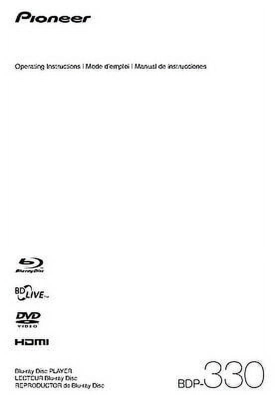 Instruction Manual ONLY for Pioneer BDP-330 Blu-ray Player Owners ...