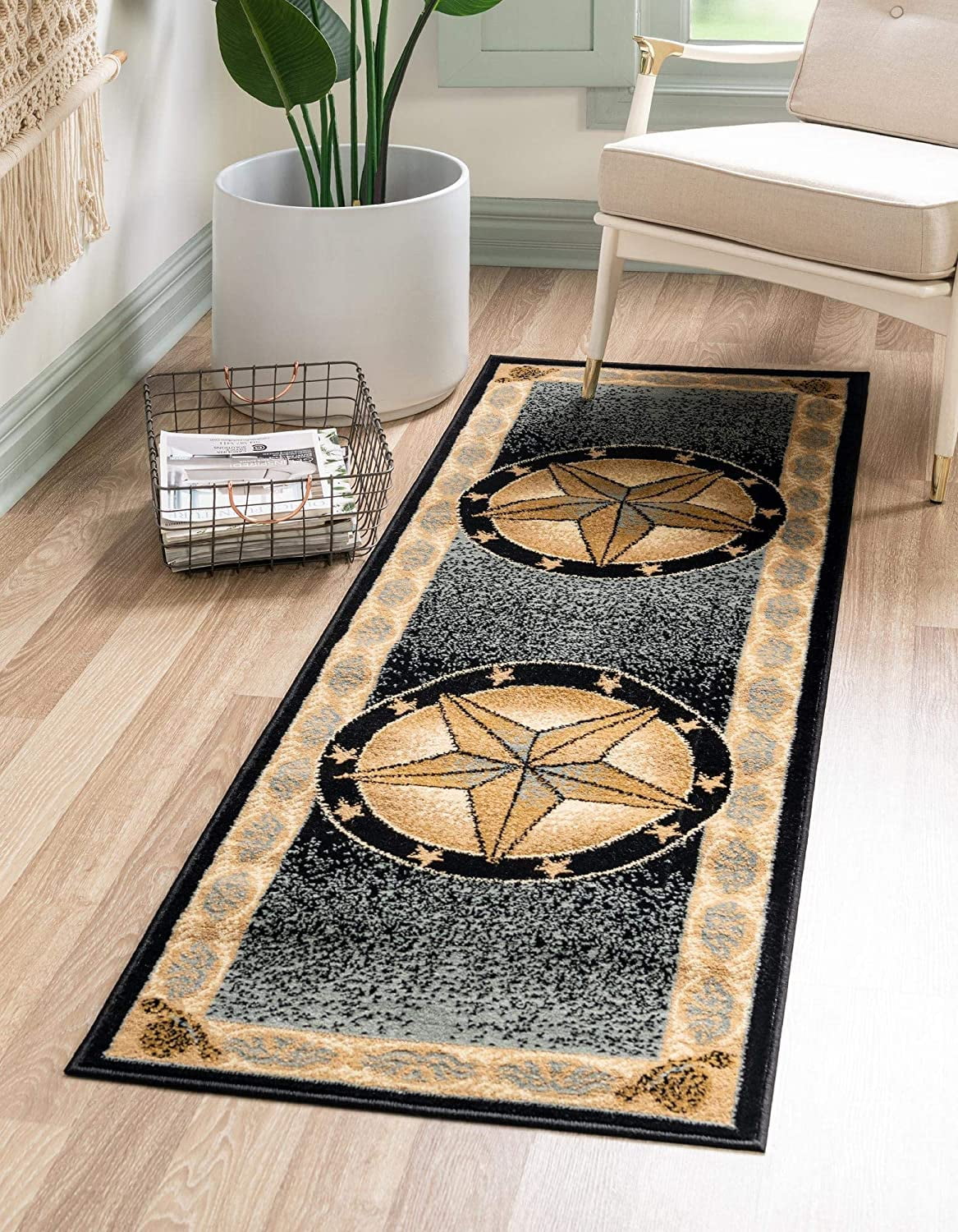 Pioneer Collection Rug – 10 Ft Runner Blue Medium-Pile Rug Perfect for ...