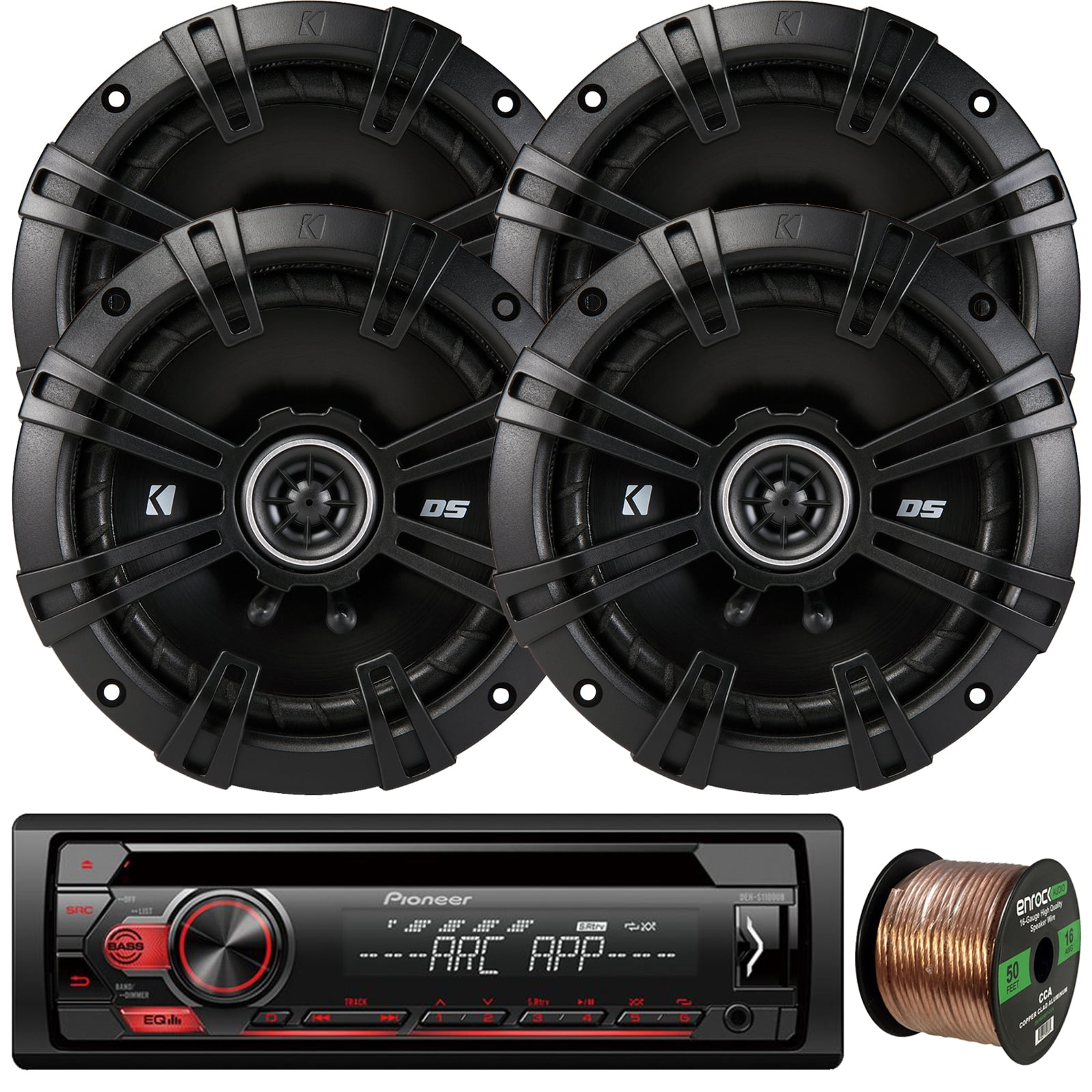 Pioneer DEH-S1100UB Single-DIN CD Player AM/FM Car Stereo Receiver, 4 x ...