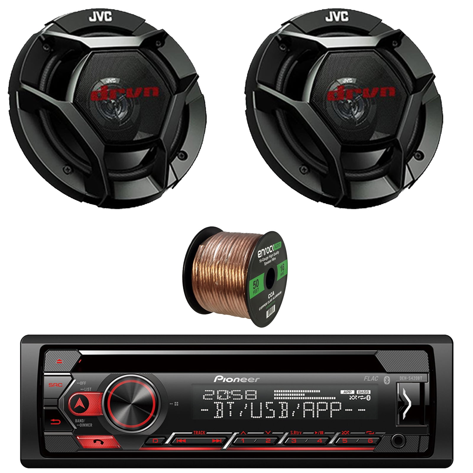 Pioneer DEH-S420BT In-Dash Single-DIN CD Player Bluetooth Receiver, 2x 6.5" 300W Max Power 2-Way ...