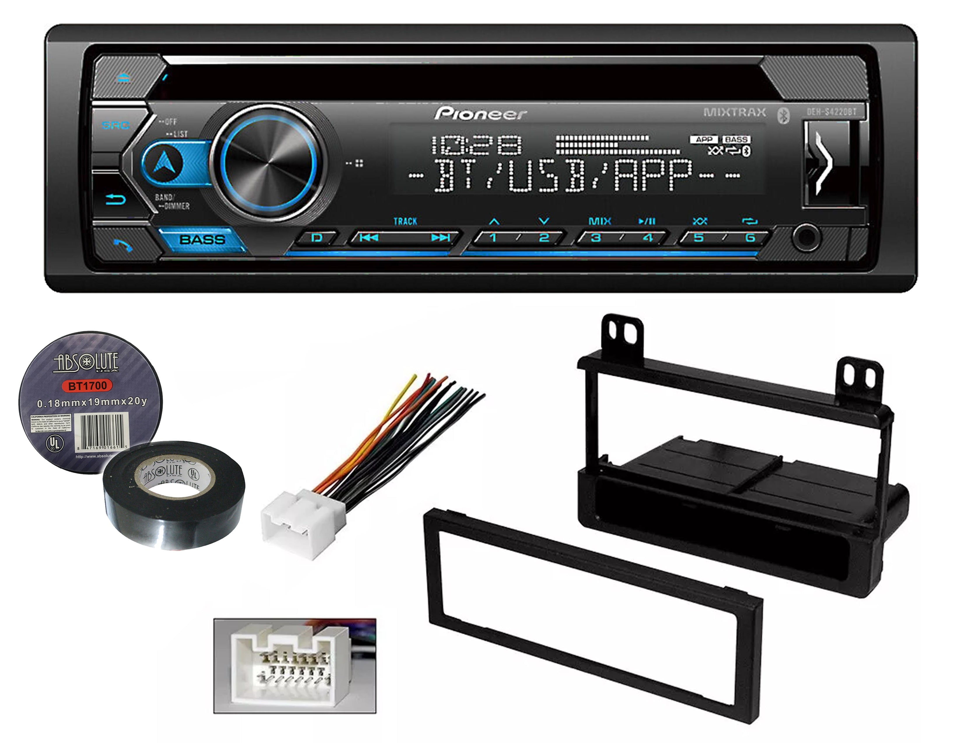 Pioneer DEH-S4220BT 1 DIN Car Audio CD Receiver Built-in Bluetooth for ...