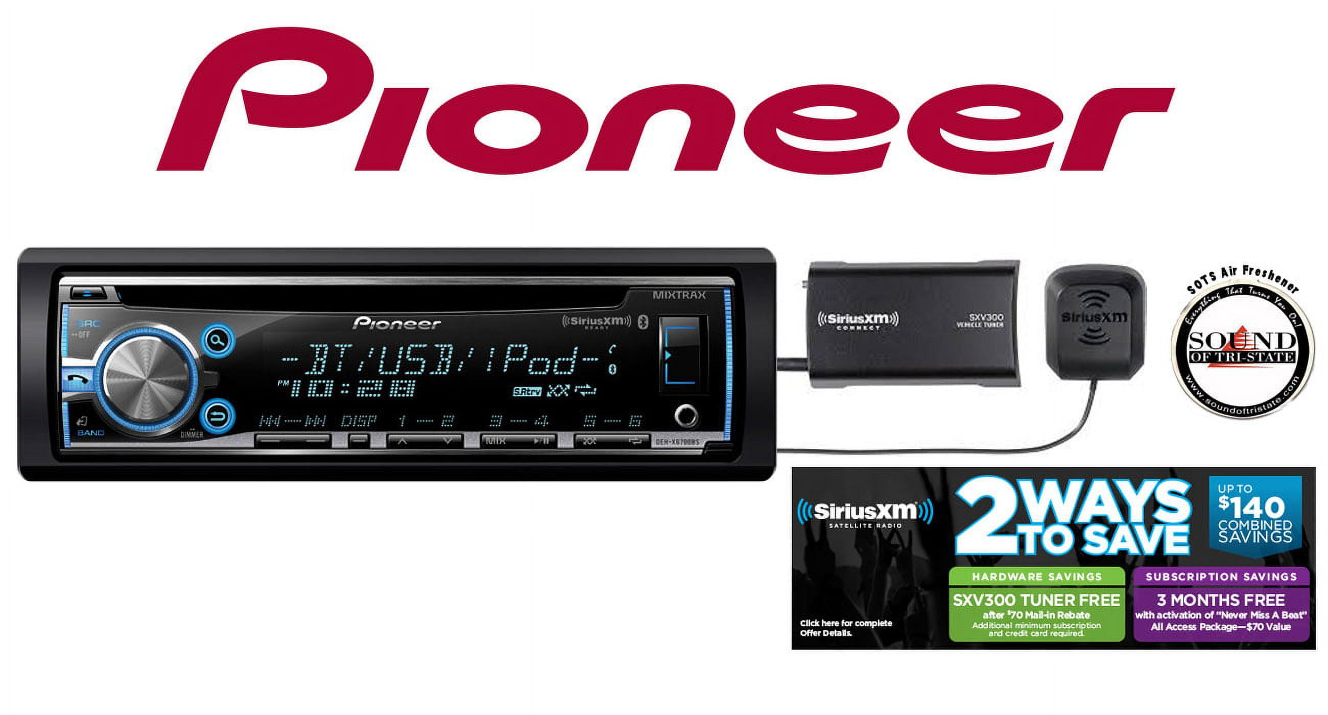 Pioneer DEH-X6700BS CD Receiver w/ Aux USB Bluetooth Remote and SiriusXM Tune... - Walmart.com