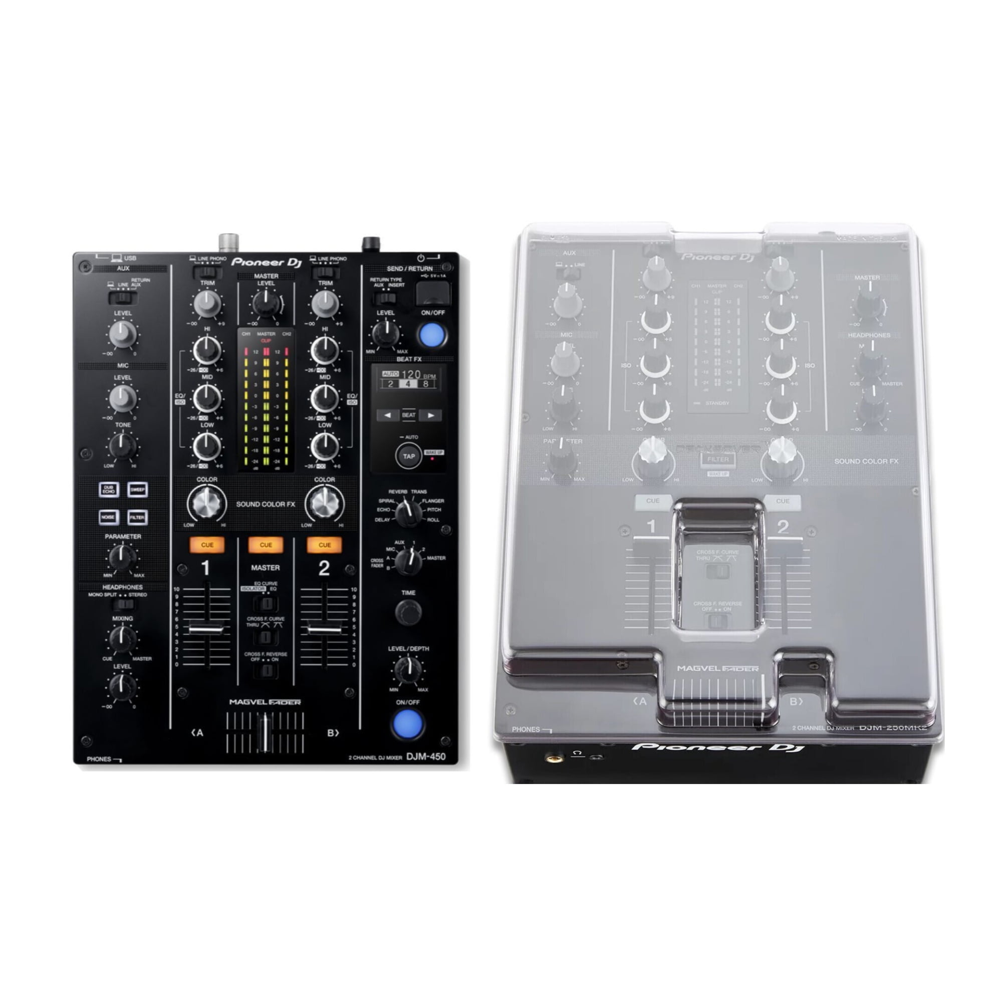 Pioneer DJ DJM 450 2 Channel DJ Mixer and Precise Fit Mixers Cover ...
