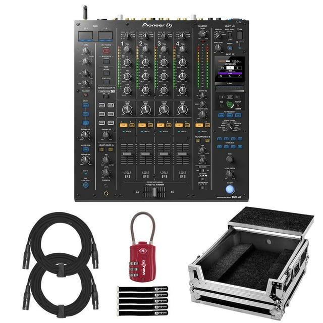 Pioneer DJ DJM-A9 4-Channel Professional DJ Mixer with Laptop Platform Carrying Case Package ...