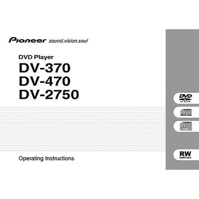Instruction Manual ONLY for Pioneer DV-2750 DVD Player Owners Manual ...