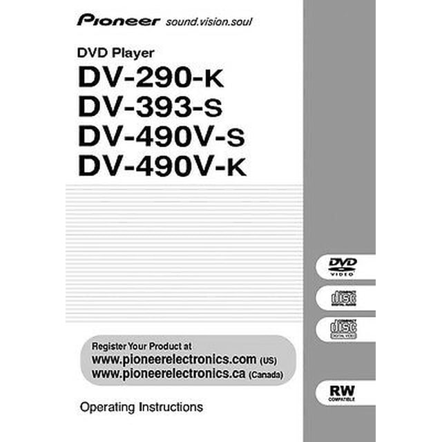 Instruction Manual ONLY for Pioneer DV-290K DVD Player Owners Manual ...