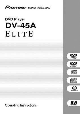 Instruction Manual ONLY for Pioneer DV-45A DVD Player Owners Manual ...