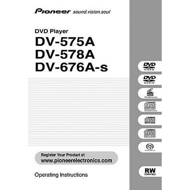 Instruction Manual ONLY for Pioneer DV-676AS DVD Player Owners Manual ...