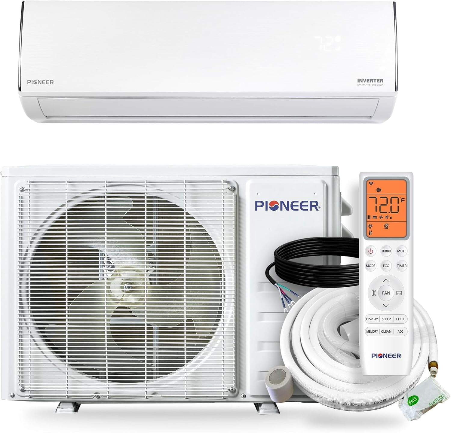 Pioneer Diamante Pro 12,000 BTU 20 SEER2 High-Wall Ductless Mini Split ...