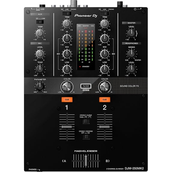 Pioneer DJ 2-Channel DJ Mixer DJM-250MK2 with USB Audio and Digital ...
