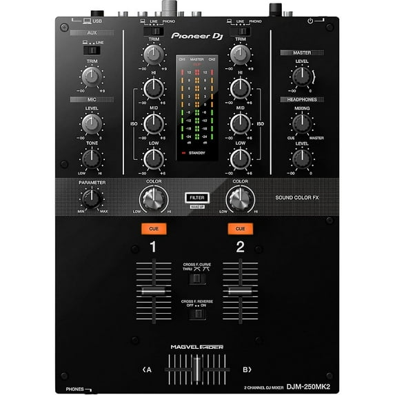 Pioneer DJ 2-Channel DJ Mixer DJM-250MK2 with USB Audio and Digital ...